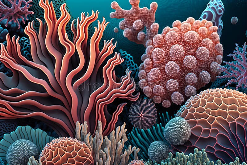 Coral Reef Macro Texture, Abstract Marine Ecosystem Background on a ...
