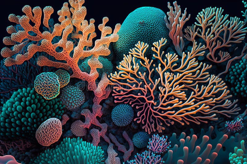 Coral Reef Macro Texture, Abstract Marine Ecosystem Background on a ...