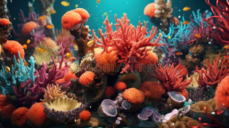 A Coral Reef with Many Different Types of Corals. Generative AI Image ...