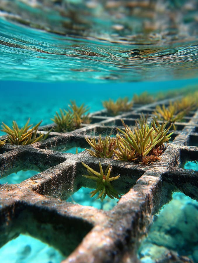 Coral reef restoration stock illustration. Illustration of underwater ...