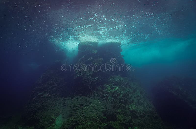 Coral Reef Rock in Rays of Sunlight Stock Image - Image of dream, beam ...