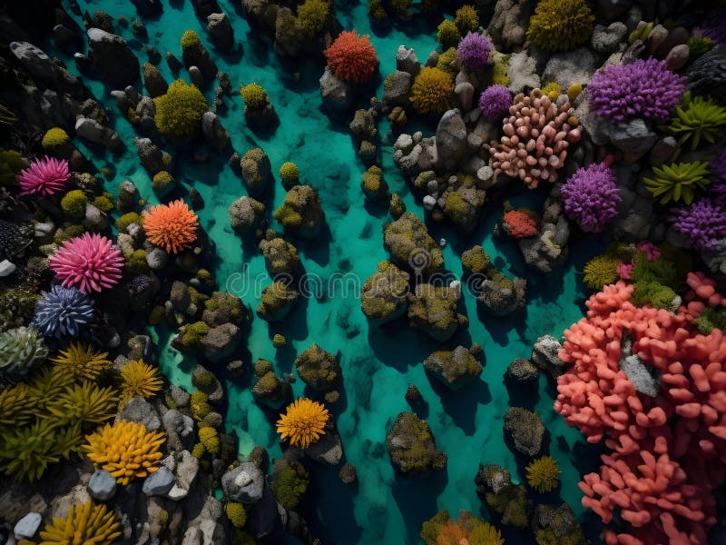 Coral Reef in the Sea. Top View Stock Illustration - Illustration of ...