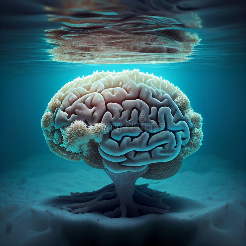 Coral Reef in the Shape of a Human Brain. AI Generated Stock ...