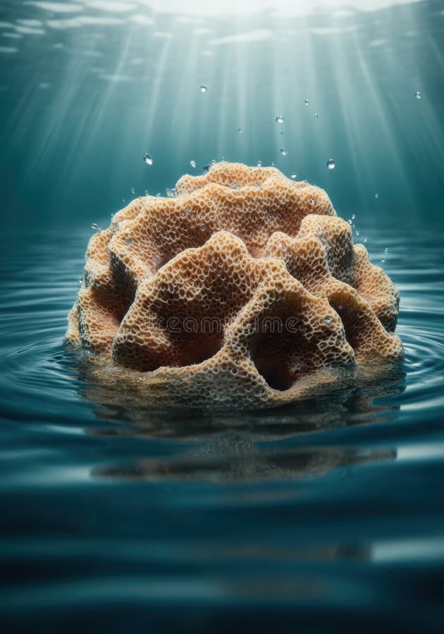 Coral Reef Structure Floating in Serene Ocean Waters with Sunlight Rays ...