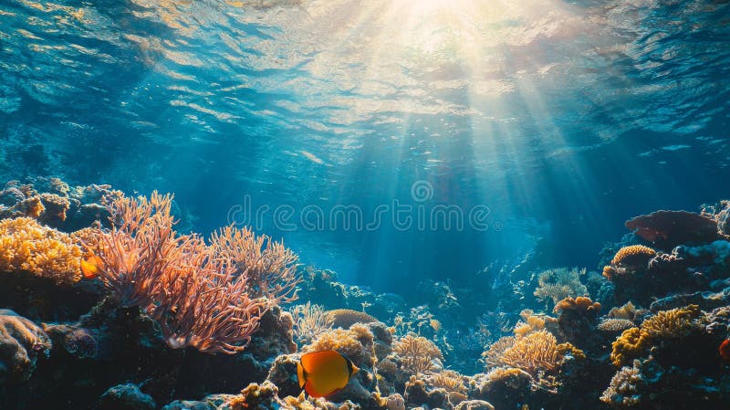 A Coral Reef Under the Ocean. Background of the Sea World Under Water ...
