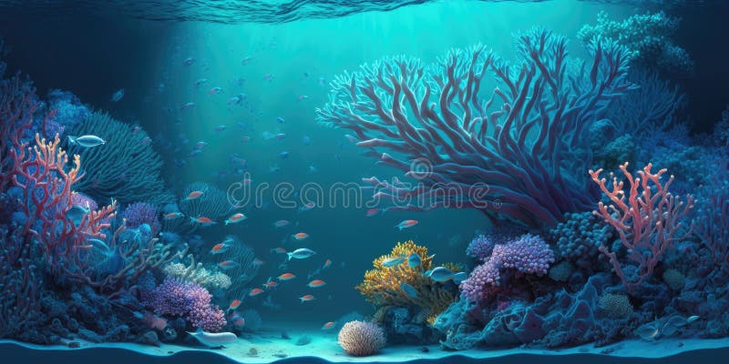 Coral Reef Underwater, Ocean Floor. Generative Ai Stock Illustration ...