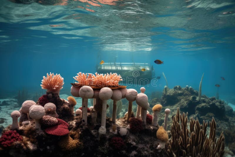 Coral Restoration Tools Floating on Surface Stock Illustration ...