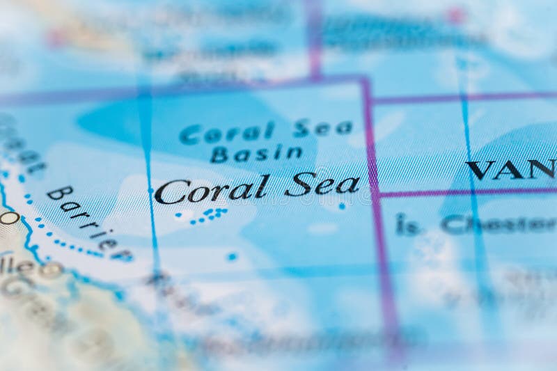Coral Sea Highlighted on a World Map Stock Photo - Image of journey ...