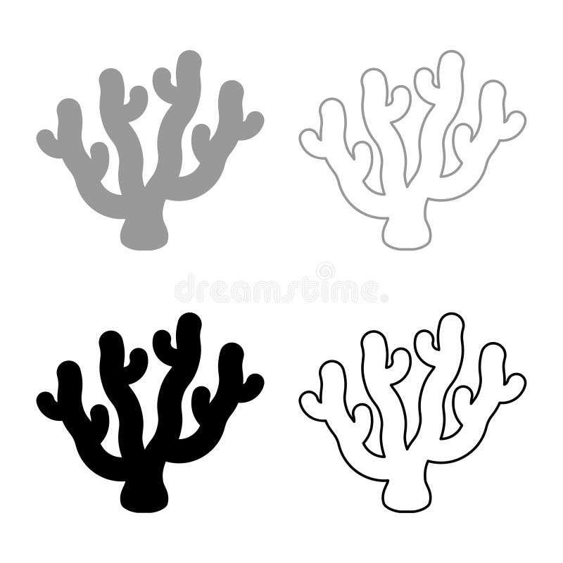 Coral Set Icon Grey Black Color Vector Illustration Image Solid Fill ...