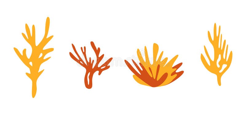 Coral Set. Simple Hand Drawn Sea Element Stock Vector - Illustration of ...