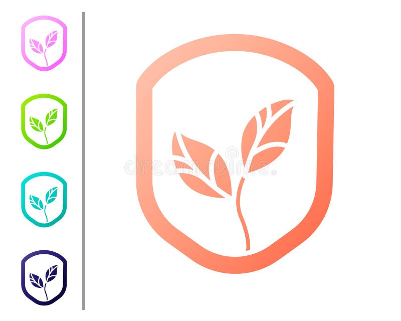 Coral Shield with Leaf Icon Isolated on White Background. Eco-friendly ...