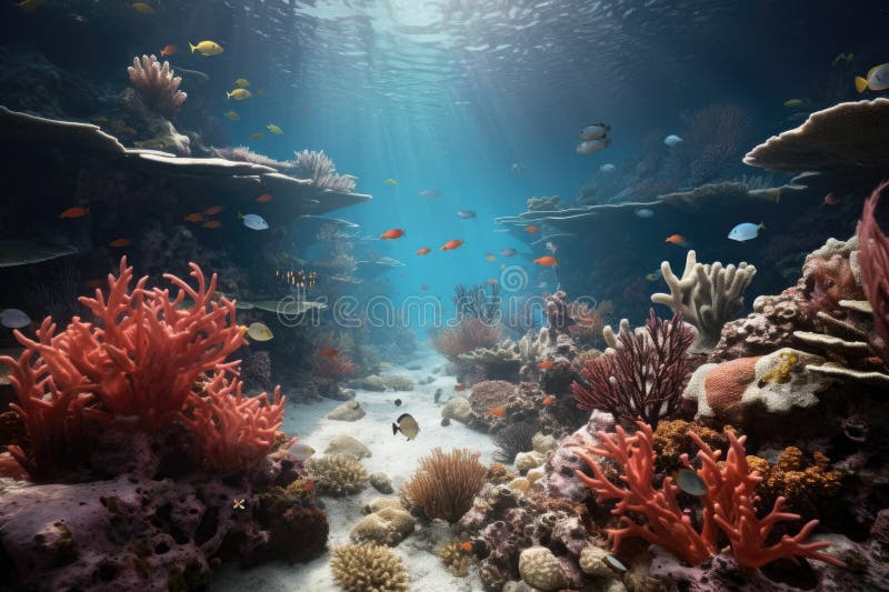 Coral Spawning Event after Successful Restoration Stock Illustration ...