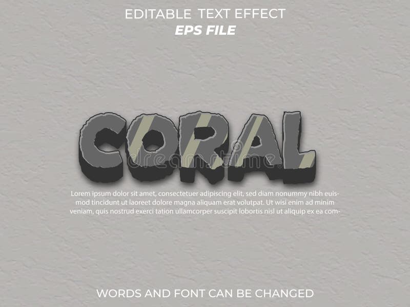 Coral Text Effect, Font Editable, Typography, 3d Text. Vector Template ...