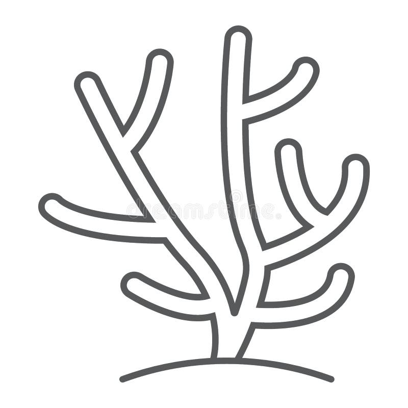 Coral Line Icon, Sea and Ocean Animals, Coral Reef Vector Icon, Vector ...
