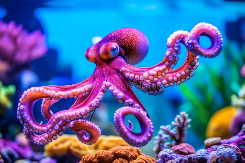 Among the Coral in a Tide Pool, a Baby Octopus is Hiding Stock Photo ...