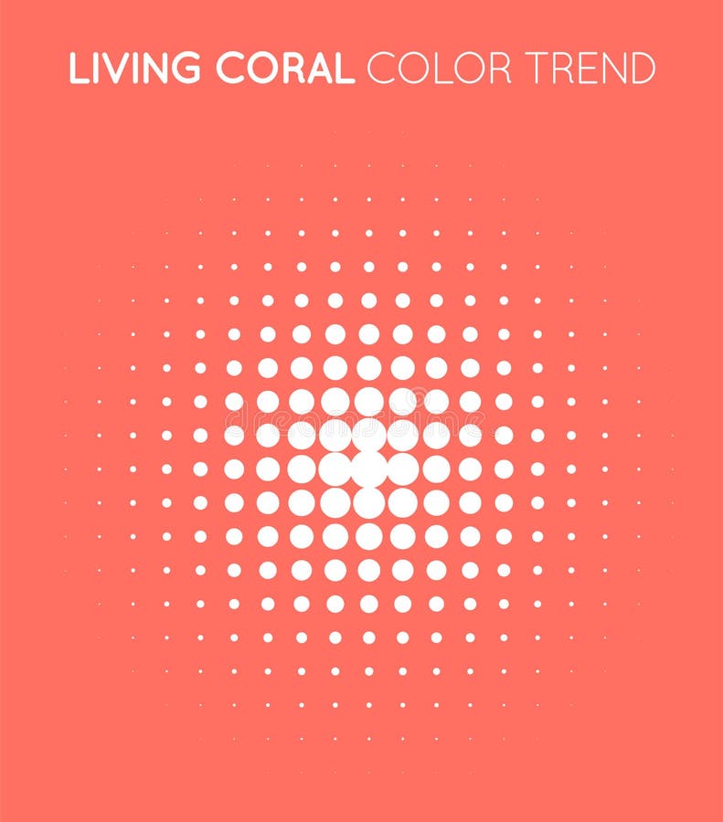 Coral Trendy Color Circle in Halftone, Halftone Dot Pattern, Vector ...