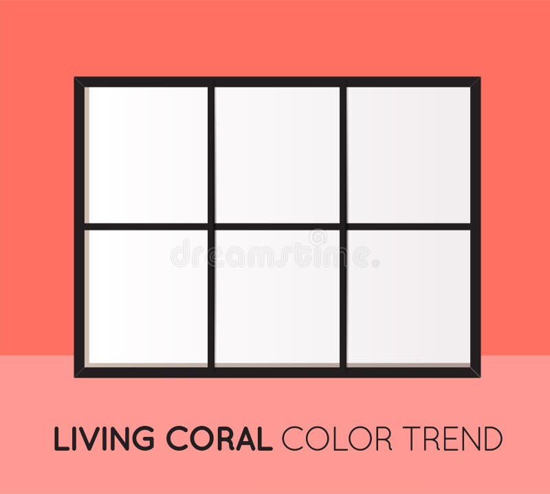 Coral Trendy Color Horizontal Collage Layout Template. Frames for Photo ...