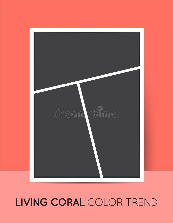 Coral Trendy Color Vertical Collage Layout Template. Frames for Photo ...