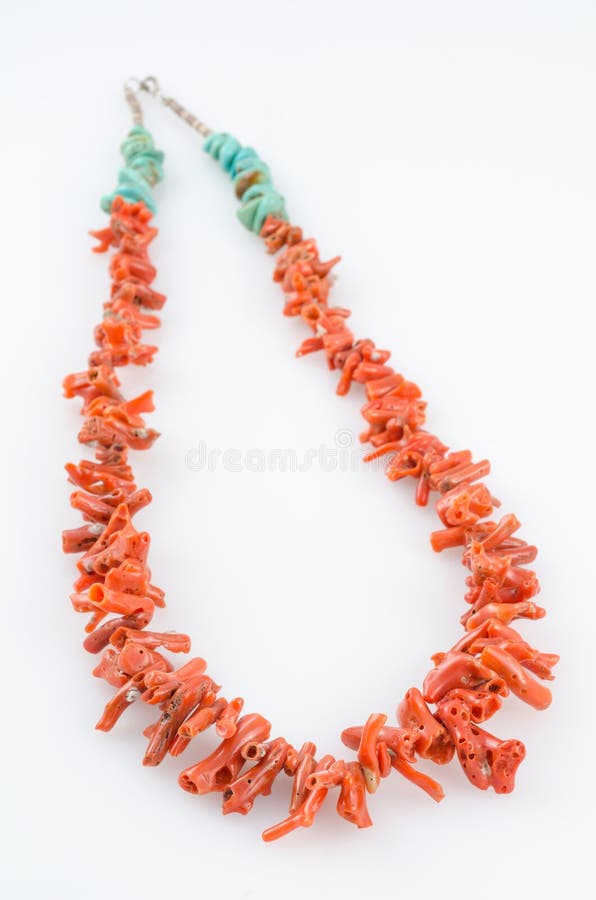 Coral and Turquoise Necklace. Stock Photo - Image of jewelry, american ...