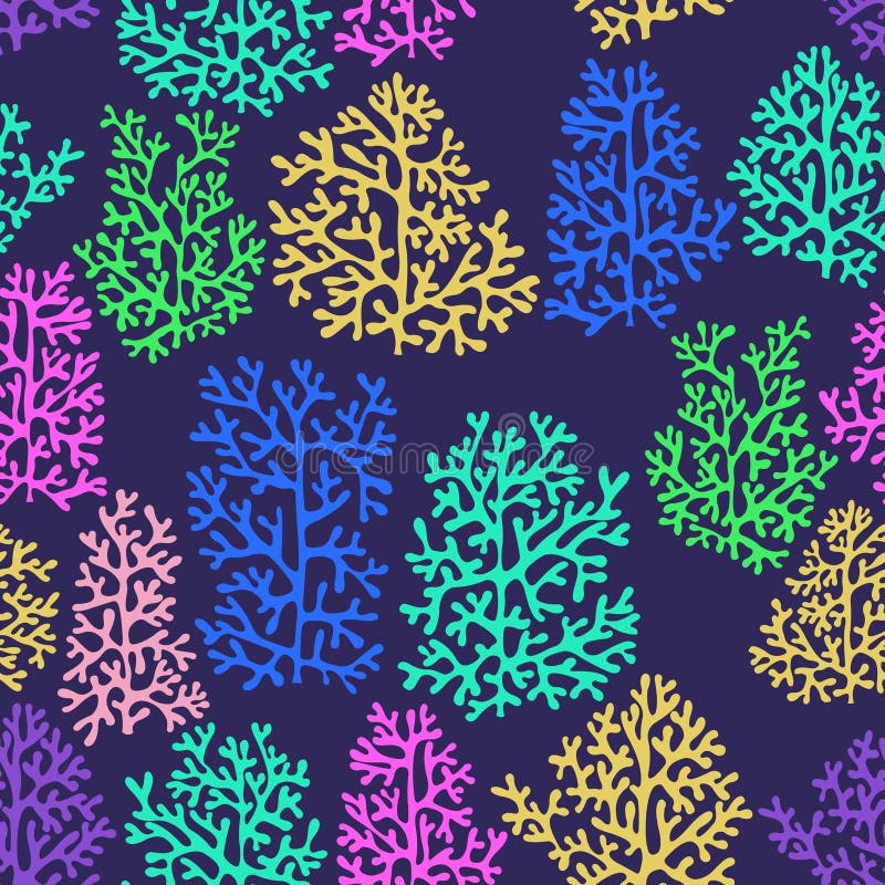 Corals. Colorful Vector Seamless Pattern Stock Vector - Illustration of ...
