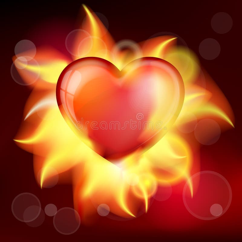 Corazón ardiente ilustración del vector. Ilustración de fuego - 22729405