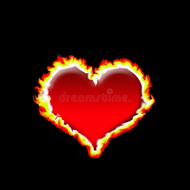 Corazón Ardiente El Corazón Con El Fuego Aisló El Icono En El Fondo ...