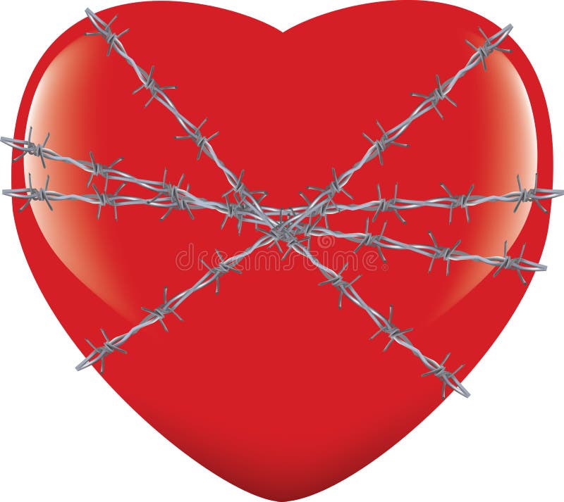 Corazón Con Alambre De Púas Stock de ilustración - Ilustración de ...