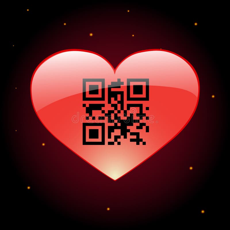 Corazón con código de QR ilustración del vector. Ilustración de ...