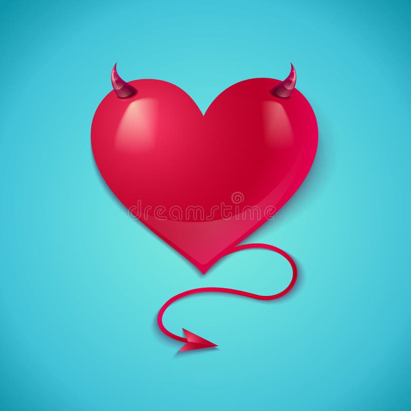 Corazón Con La Cola Y Los Cuernos Ilustración del Vector - Ilustración ...