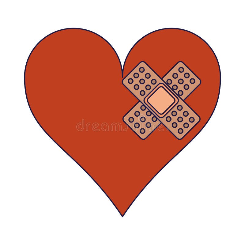 Corazón Con El Ejemplo De La Tirita Ilustración del Vector ...