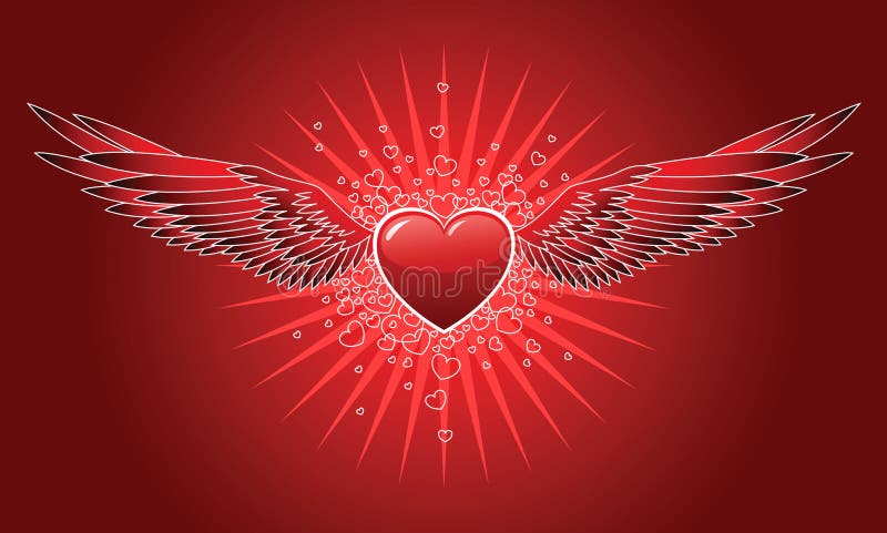 Corazón con las alas ilustración del vector. Ilustración de postal ...