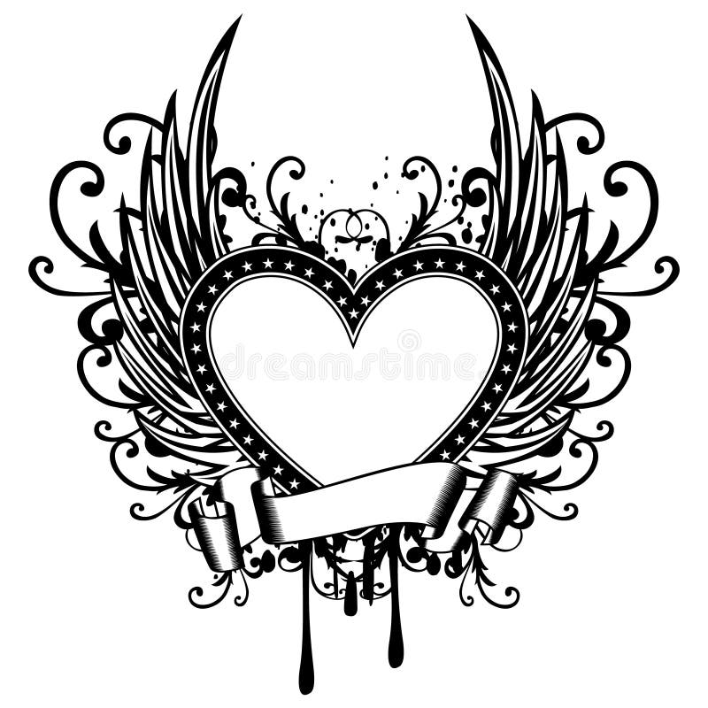 Corazón con las alas ilustración del vector. Ilustración de extracto ...