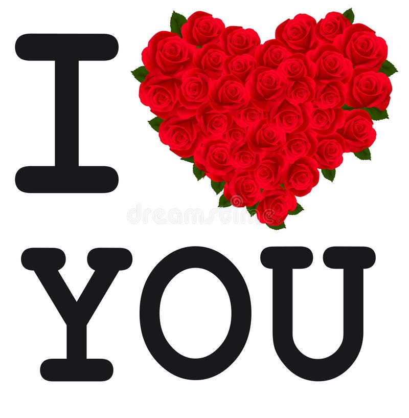 Corazón Con Las Rosas Te Amo. Vector. Ilustración del Vector ...