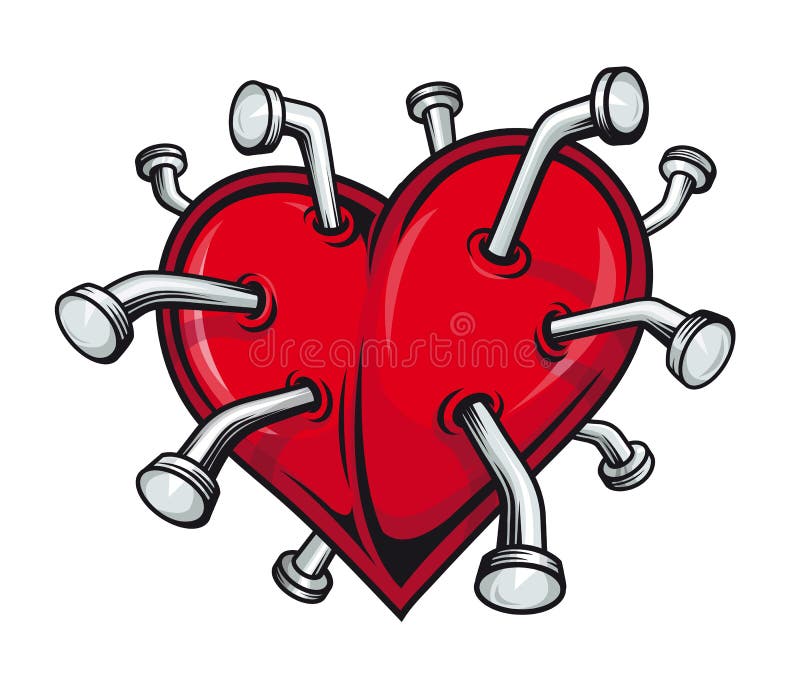 Corazón Con Los Clavos Doblados Ilustración del Vector - Ilustración de ...