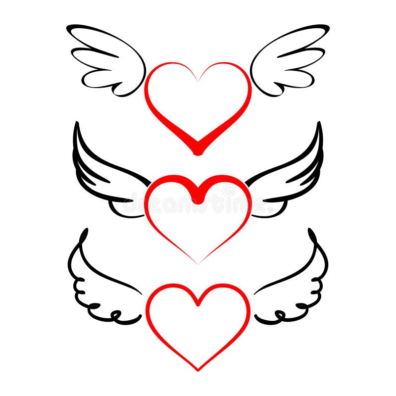 Corazón Con Vector De La Colección De Las Alas Ilustración del Vector ...