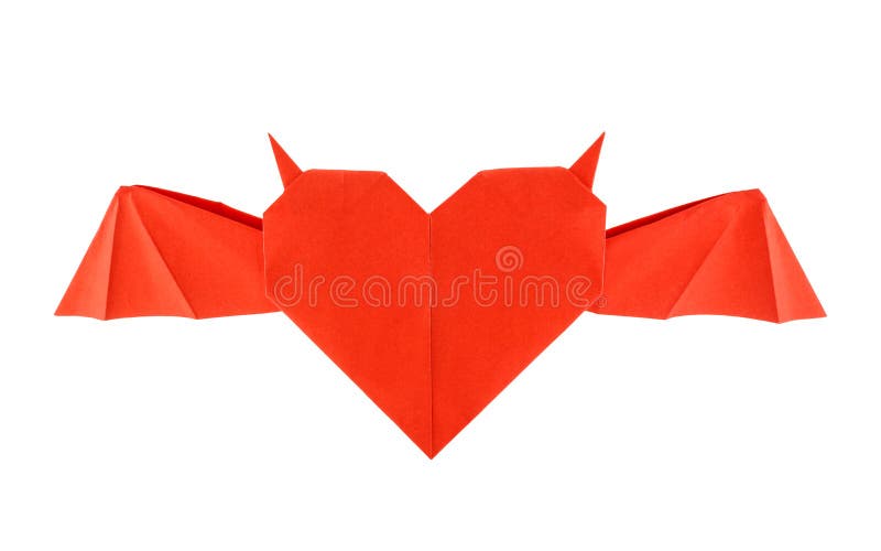 Corazón De La Papiroflexia Con Las Alas Del Palo Foto de archivo ...