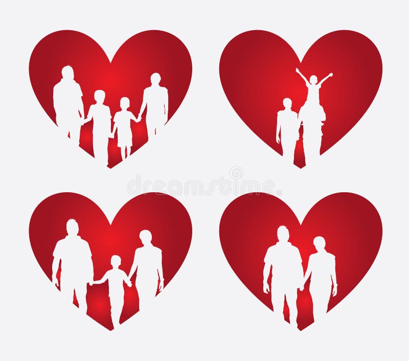 Familia En El Parenting Verde Del Amor De La Unión Del Corazón Del ...