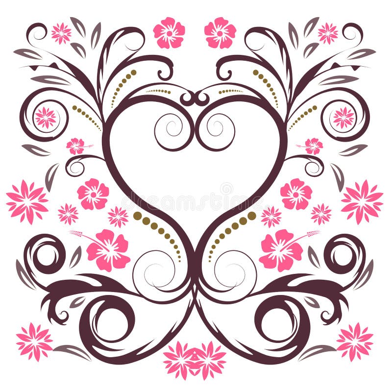 Patrón Fluido Del Corazón. Corazón Floral Hecho De Flores Decorativas ...