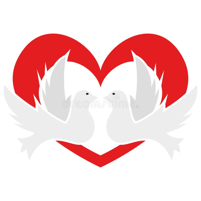 Dos palomas con el corazón ilustración del vector. Ilustración de ...