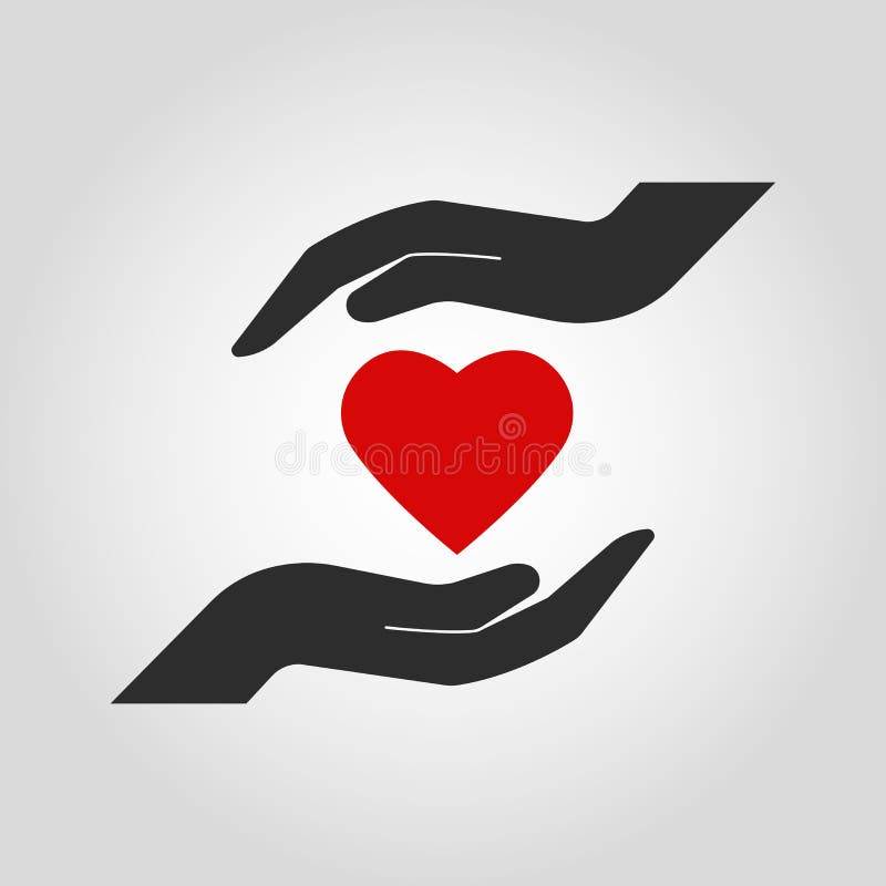 Corazón Del Icono Del Vector En Manos Ilustración del Vector ...