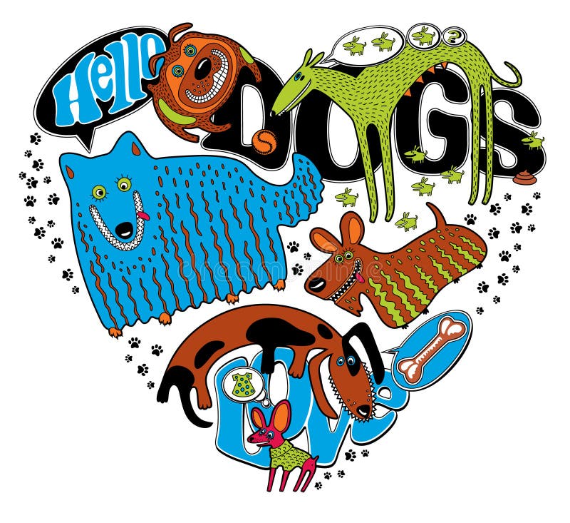 Corazón del perro ilustración del vector. Ilustración de conjunto - 8960573