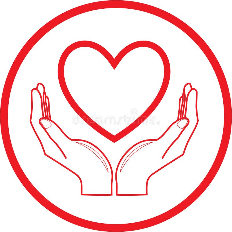 Corazón Del Vector E Icono De Las Manos Ilustración del Vector ...