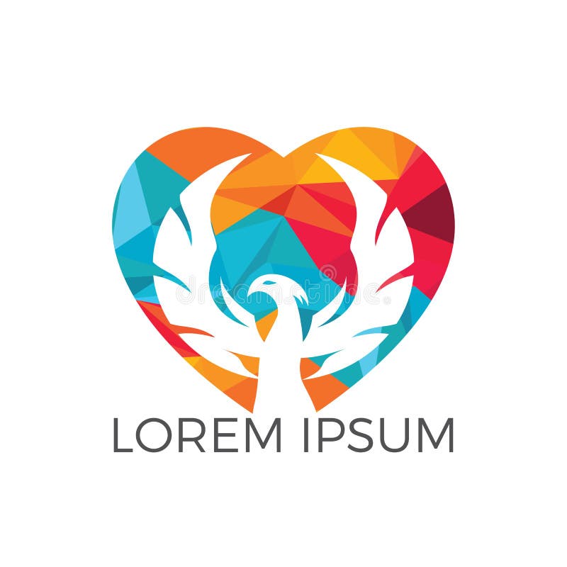 Corazón Logo Design De Phoenix Ilustración del Vector - Ilustración de ...