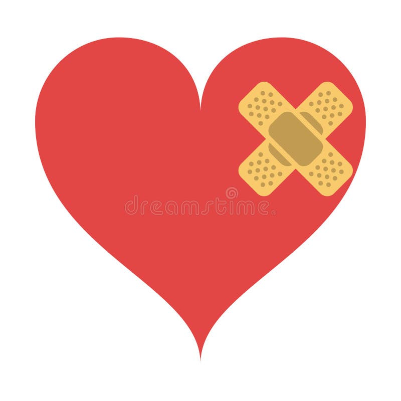 Corazón Con Símbolo Médico De La Tirita Ilustración del Vector ...