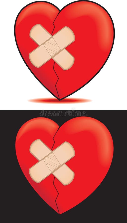 Corazón quebrado vendado ilustración del vector. Ilustración de ...