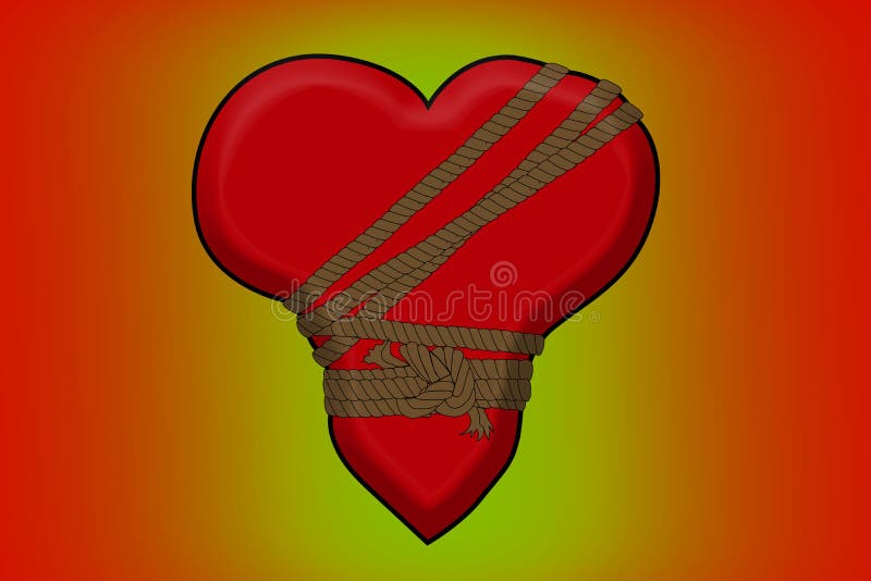 Corazón Rojo Atado Con La Cuerda Stock de ilustración - Ilustración de ...