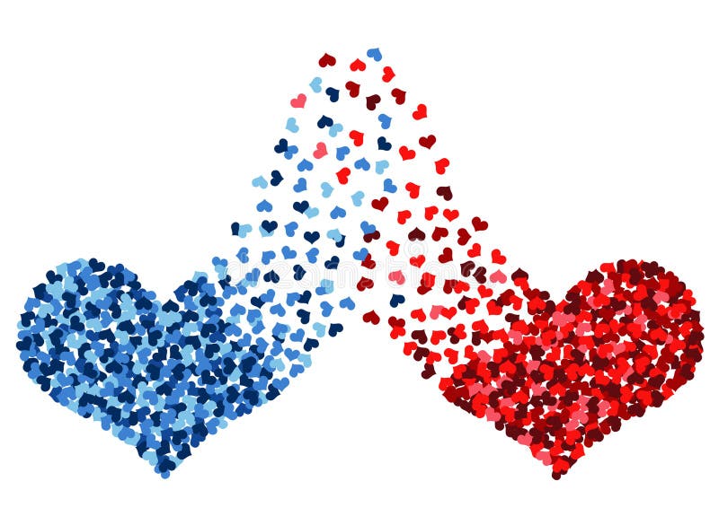 Corazón Rojo Y Azul Conectado Stock de ilustración - Ilustración de ...