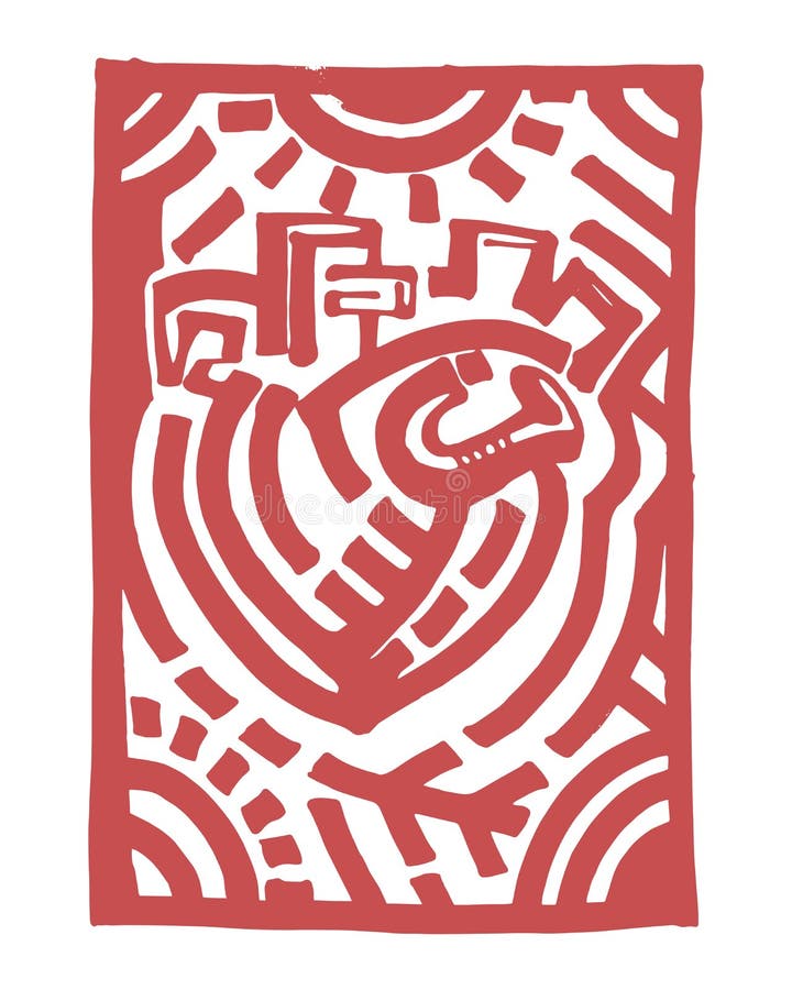 Corazón tribal ilustración del vector. Ilustración de tribal - 48440841