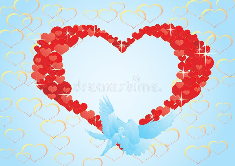 Corazón y palomas ilustración del vector. Ilustración de flores - 20544211