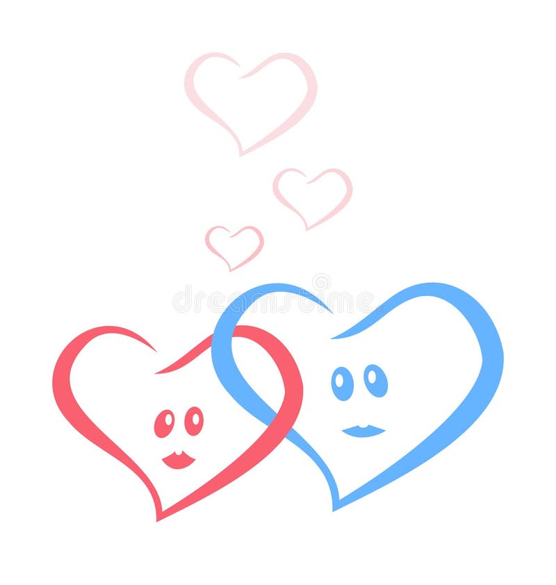 Corazones Azules Y Rojos Del Amor Junto Ilustración del Vector ...